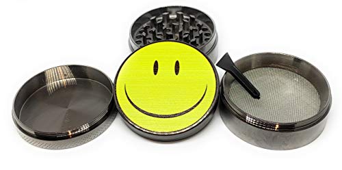 MSC - Smiley Emoji Face Premium Aluminium Herbal Grinder with Sifter a ...
